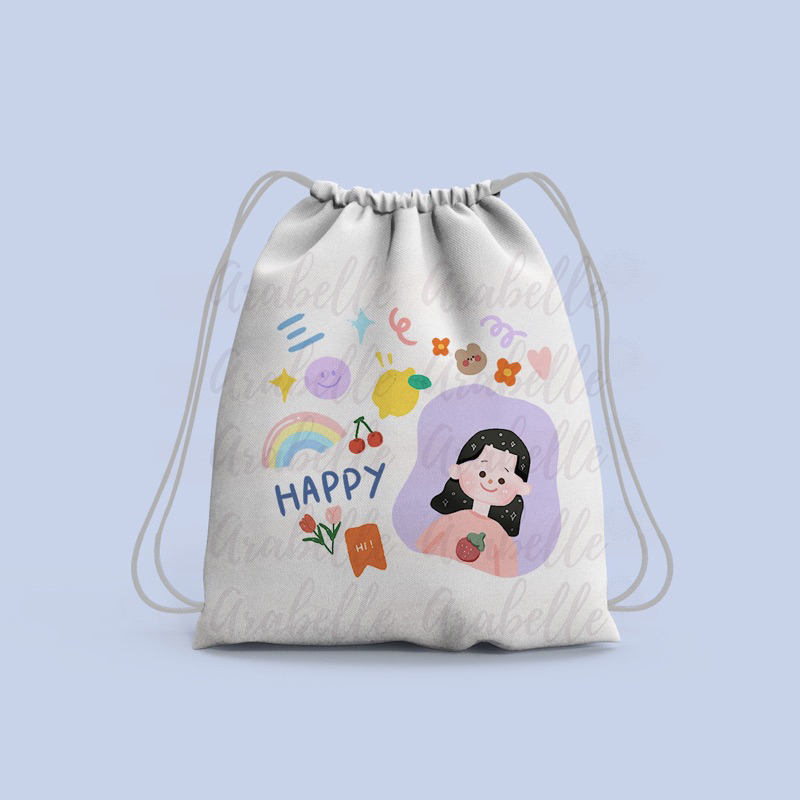 Jual Tas serut atau String Bag dan Tote Bag Bergambar dan Motif Wanita Lucu Kekinian/Aesthetic ...
