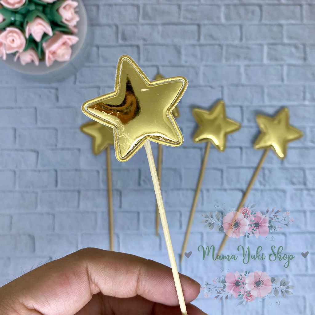 Jual Topper Kue Bentuk Bintang isi 5 pcs Topper Hiasan kue Bintang Gold Emas Star Topper ...