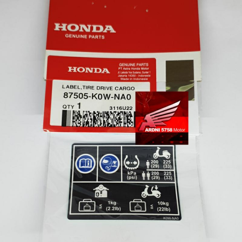 Jual LABEL TIRE DRIVE CARGO STICKER STIKER LABEL INFORMASI BAN ADV 160 ...