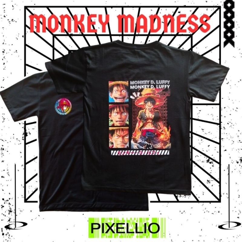 Jual PIXELLIO-/Kaos Anime MONKEY D LUFFY One Piece MONKEY MADNESS ...