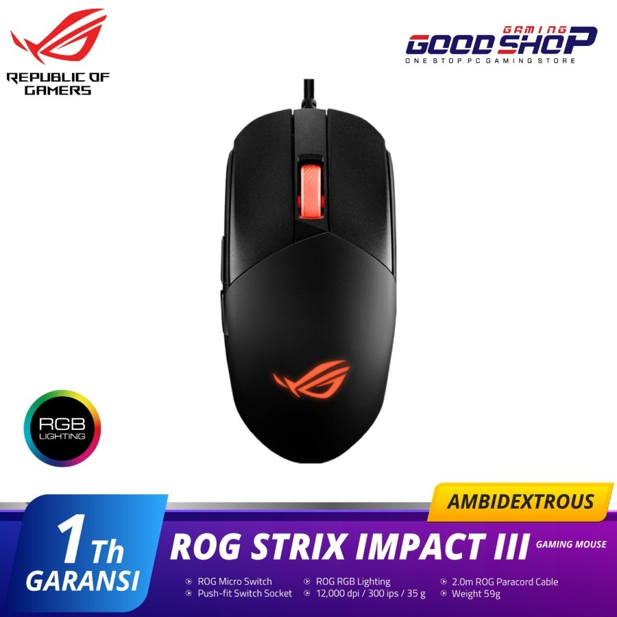 Jual Asus ROG Strix Impact III / ROG Strix Impact 3 - Gaming Mouse ...