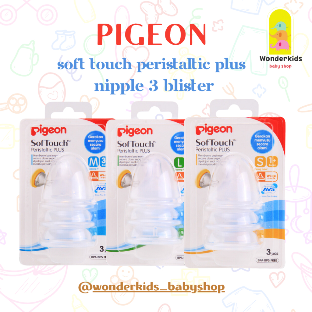 Jual PIGEON SOFT TOUCH PERISTALTIC PLUS NIPPLE 3 BLISTER | Shopee Indonesia
