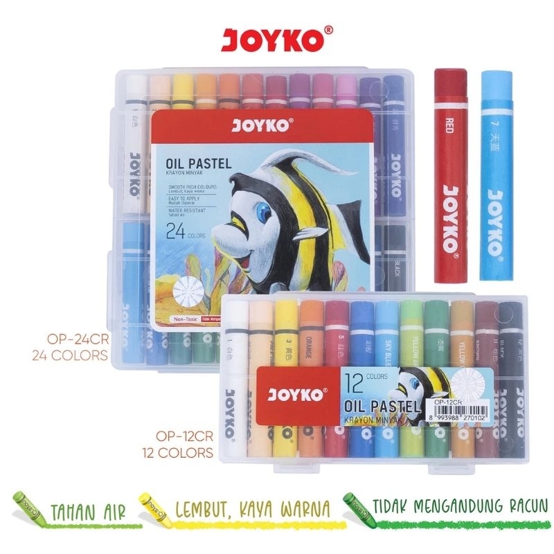 Jual crayon Oil Pastel Joyko OP-12CR krayon minyak 12 warna mini ...