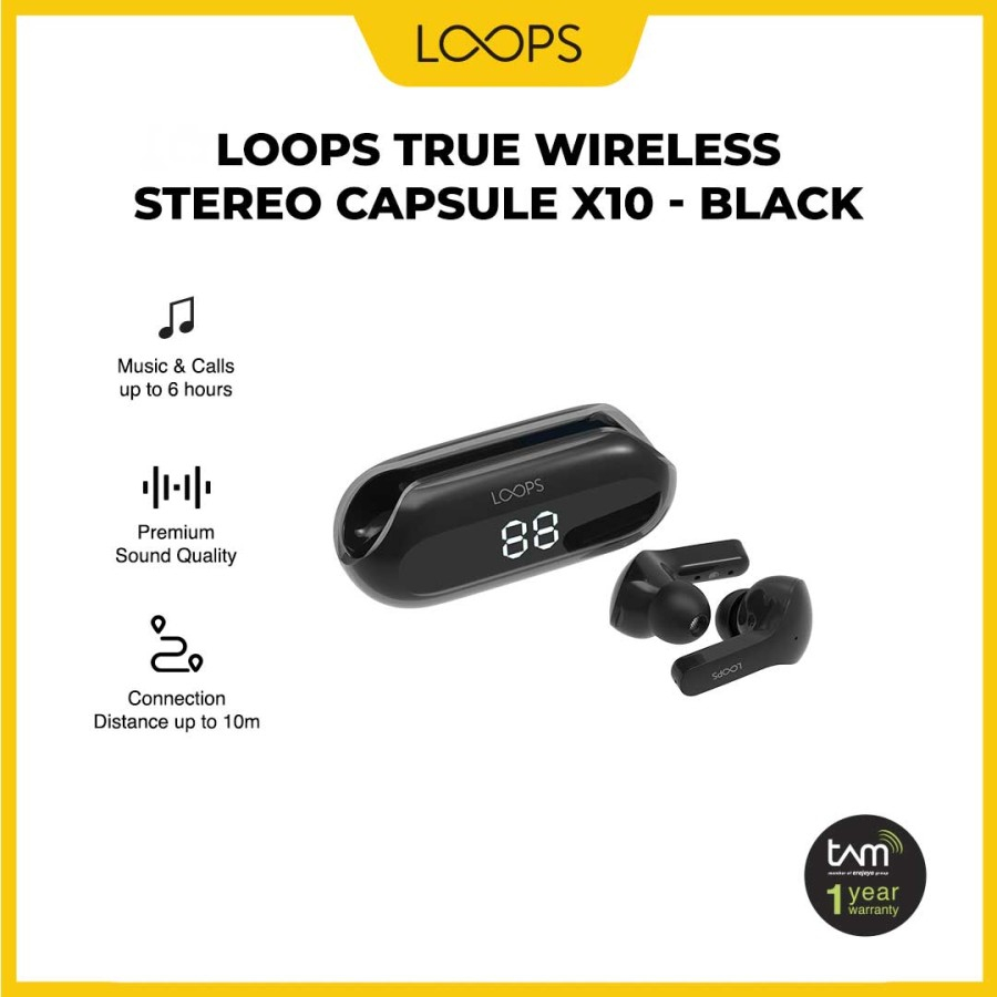 Jual LOOPS True Wireless Stereo Capsule X10 TWS Bluetooth - Black ...
