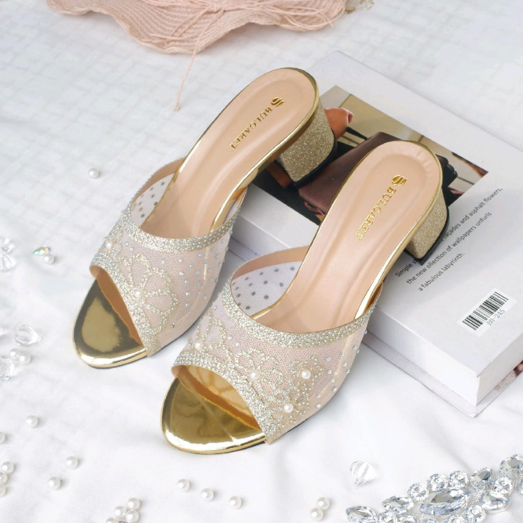 Jual heels pesta cantik motif bunga manis kode ZN14 tinggi 5cm Tinggi ...
