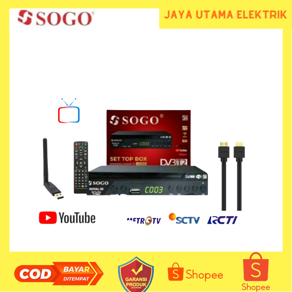 Jual Set Topbox Tv Digital SOGO DVB T2 set box tv digital antena tv tabung / set topbox tv ...