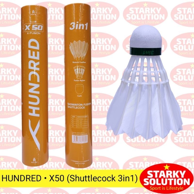Jual Shuttlecock 3 in 1 HUNDRED X50 CLUB 3in1 HNDRD X Fusion X 50 ...