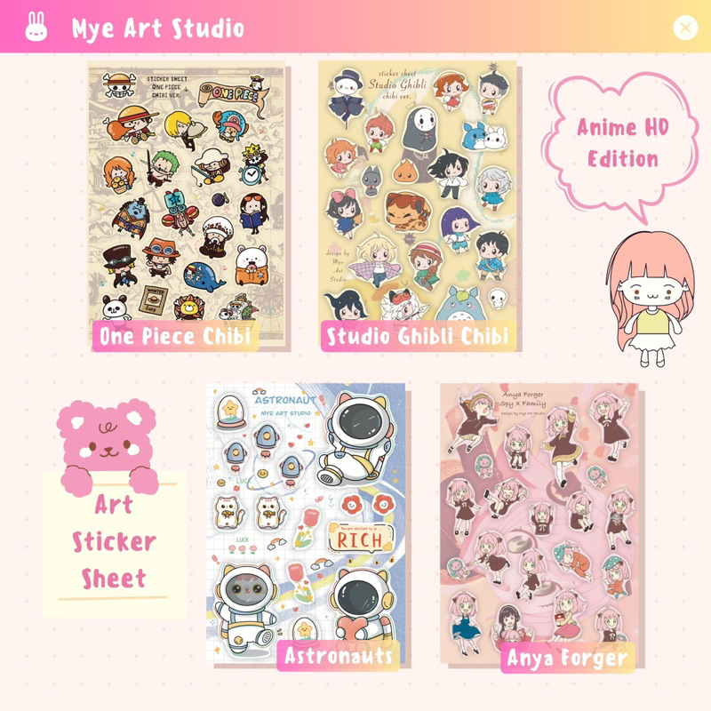 Jual MYE ART STUDIO Sticker sheet Anime One Piece Studio Ghibli Chibi ...