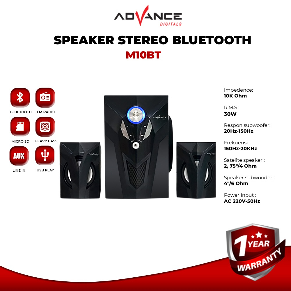 Jual ADVANCE M10BT Speaker Stereo Bluetooth Xtra Bass Subwoofer Garansi Resmi 1 Tahun | Shopee ...