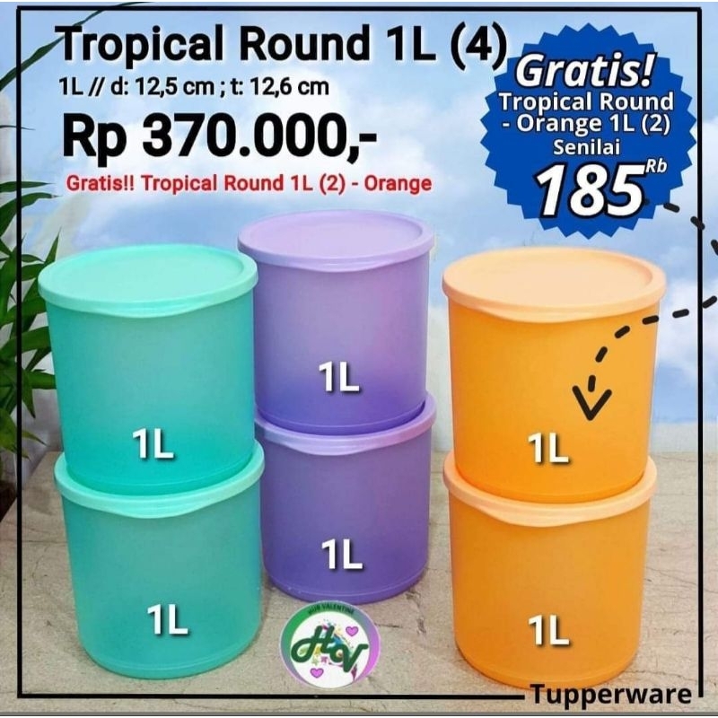 Jual Tupperware Tropical Round 1L (6) | Shopee Indonesia