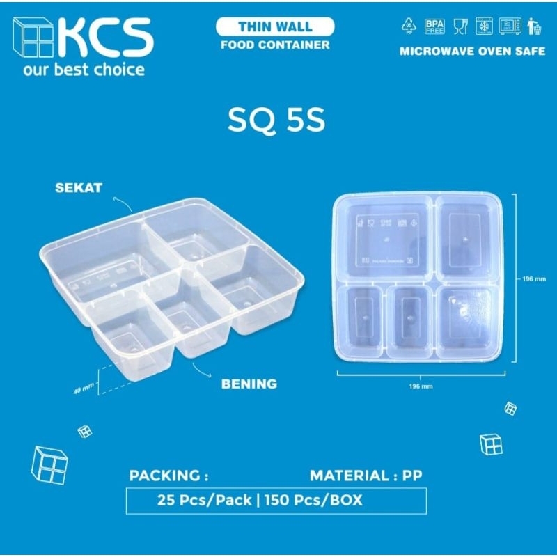 Jual KCS isi 25 pcs Thinwall Sekat 5 Box Bento 5 Sekat Food Container ...