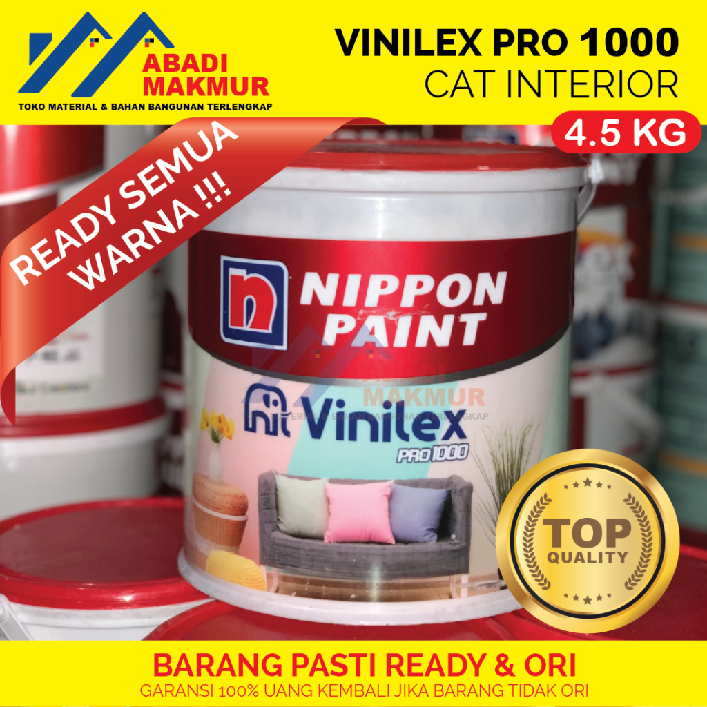 Jual Cat Tembok Interior Nippon Vinilex Pro 1000 4,5 KG Galon Packing ...