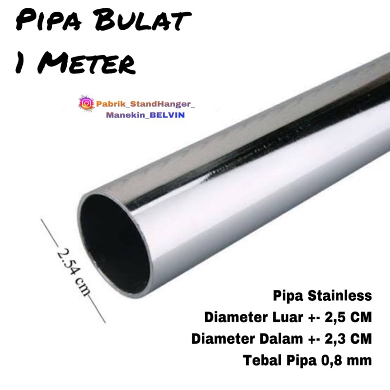 Jual Pipa Bulat Stainless 100 cm | Pipa Bulat Display Stenlis croom ...