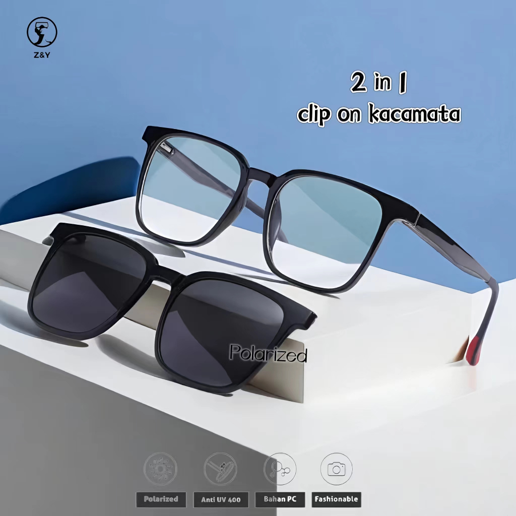 Jual Z&Y COD Frame Kacamata 2190 Lensa Polarized Bisa Minus Blueray ...