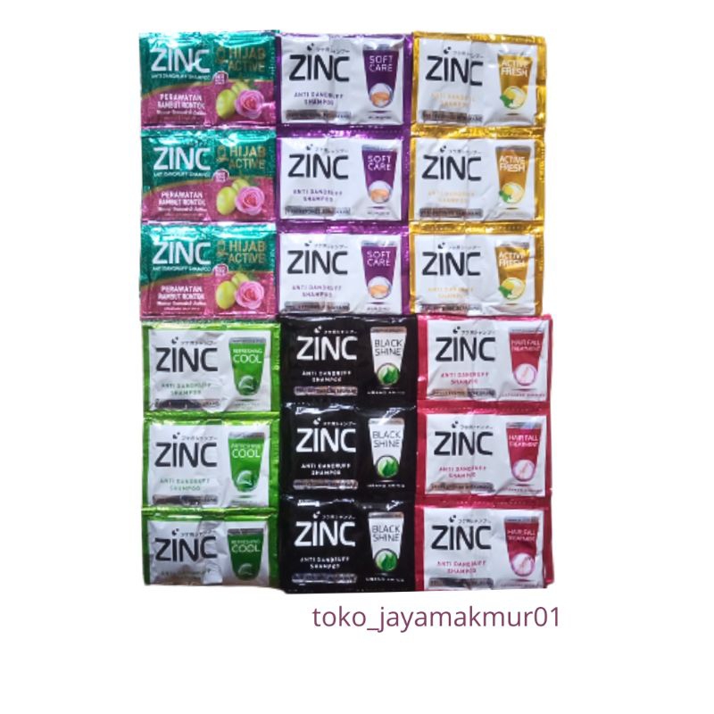 Jual ZINC SHAMPOO RENCENG DOUBLE SACHET 1renceng 12 sachet / 24 sachet ...