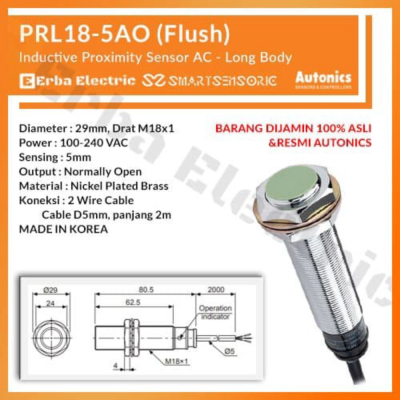 Jual Autonics PRL18-5AO Induktif Proximity Sensor Metal Besi 2 wire AC M18 Diskon | Shopee Indonesia