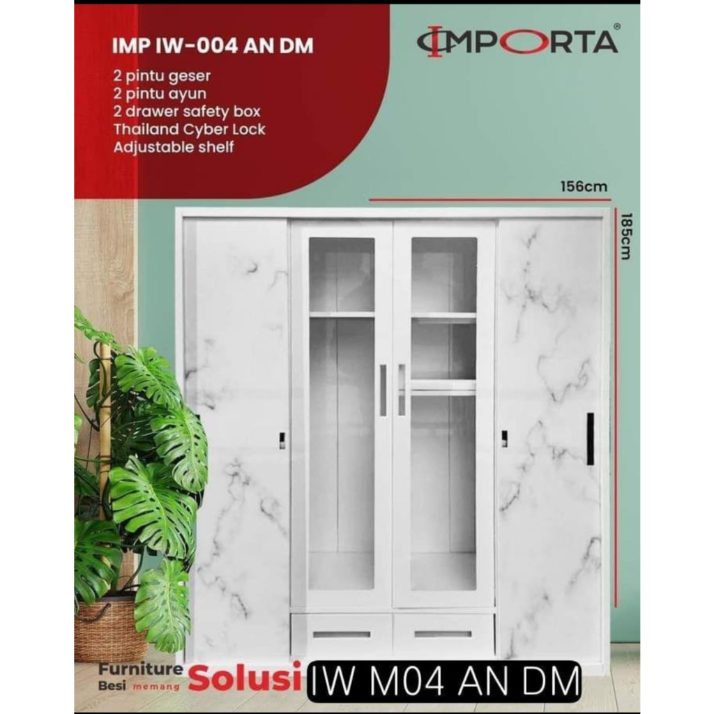 Jual Lemari Besi Pakaian 4Pintu Importa Iw-004 AN DN Promo Murah ...