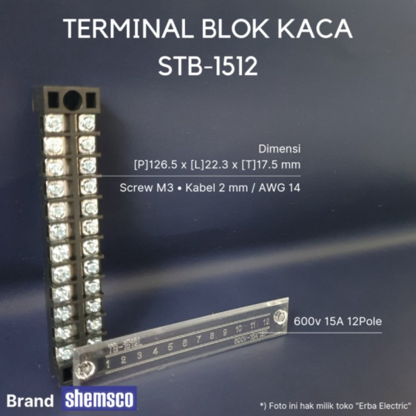 Jual Terminal Block Kaca Tb 1512 Terminal Block Blok 12 Pole 15a Tb1512