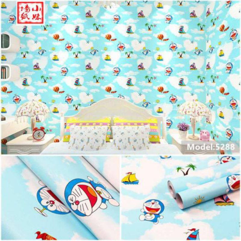 Jual Wallpaper Sticker Motif Karakter | 7mx45cm | DORAEMON, HELLO KITTY, FROZEN, CAR, TAYO ...