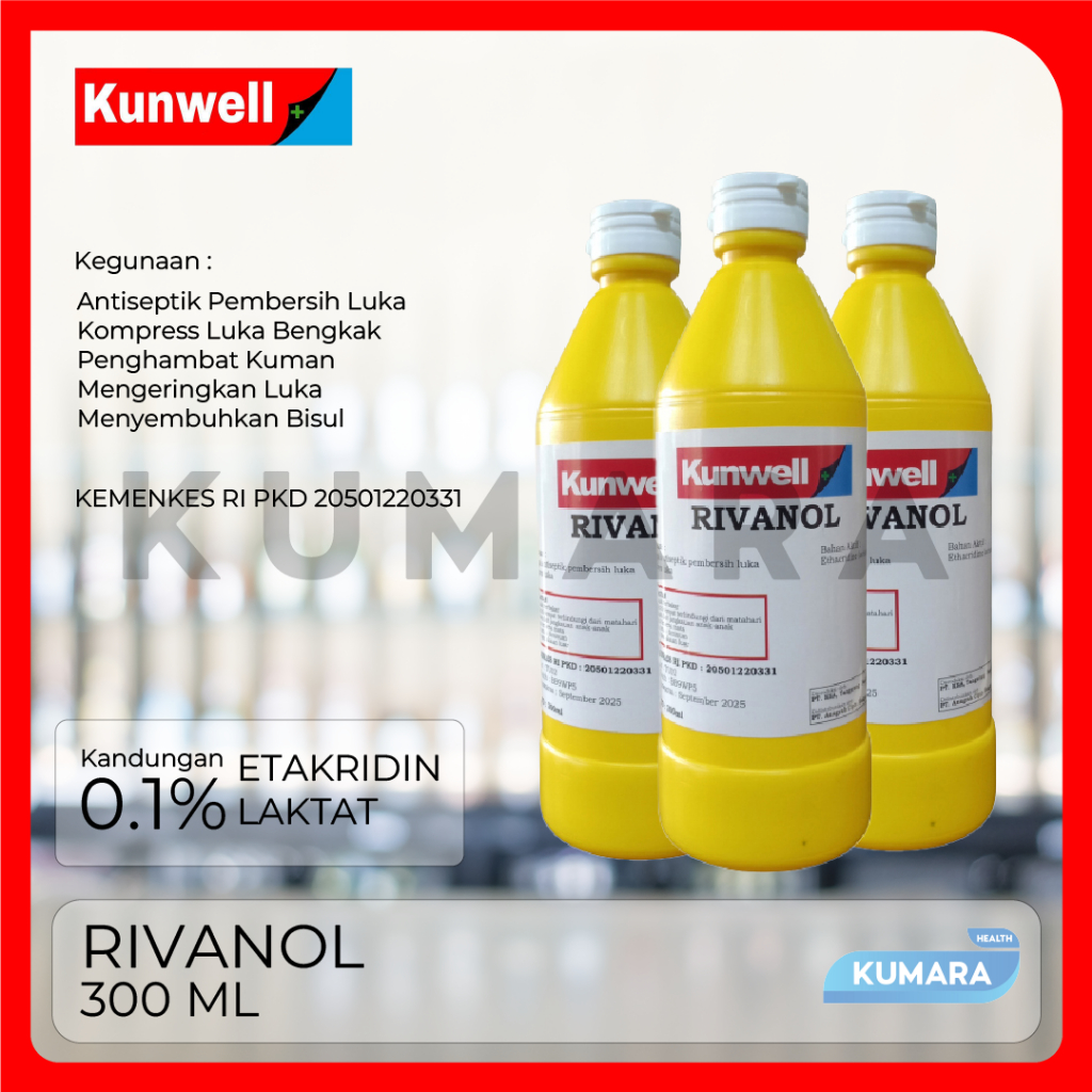 Jual KUNWELL - Rivanol 300 ml / Antiseptik Rivanol | Shopee Indonesia
