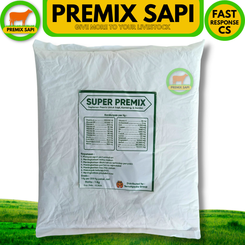 Jual SUPER PREMIX 1 KG - Premix Mineral Vitamin dan herbal untuk Sapi ...