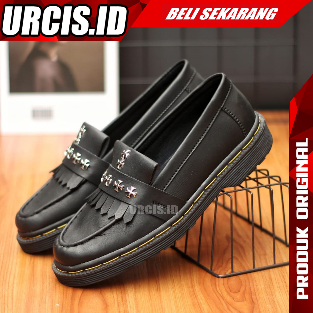 Jual URC Glory Sepatu Docmart Pantofel Pria Hitam Loafers Casual ...