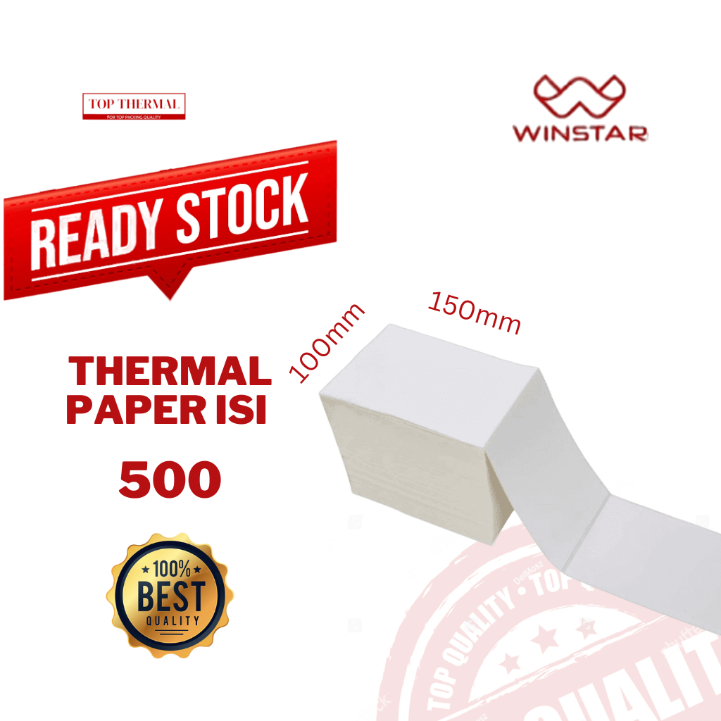 Jual Kertas sticker label thermal 100x150 MM isi 500 pcs roll dan lipat | Shopee Indonesia