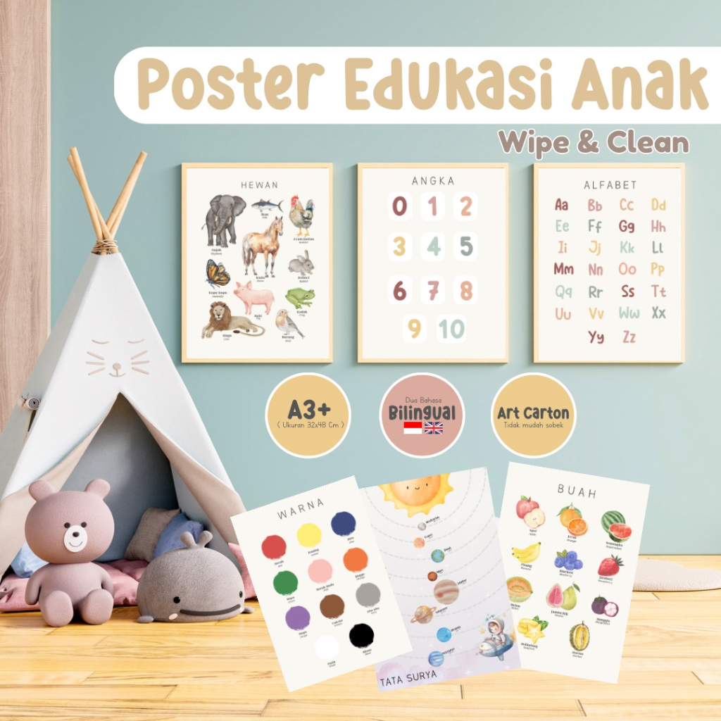 Jual BEBEGENIC - SERI POLOS Poster Edukasi Anak / Poster Belajar ...