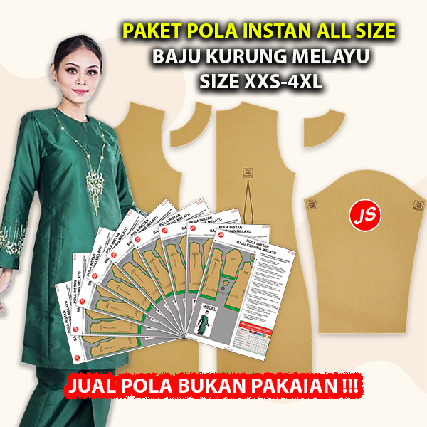 Jual Paket Pola Instan All Size Baju Kurung Melayu | Pola Semua Ukuran XXS-4XL | Shopee Indonesia
