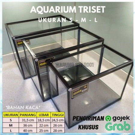 Jual aquarium akuarium kaca akrilik tri set triset nikita S M L ...