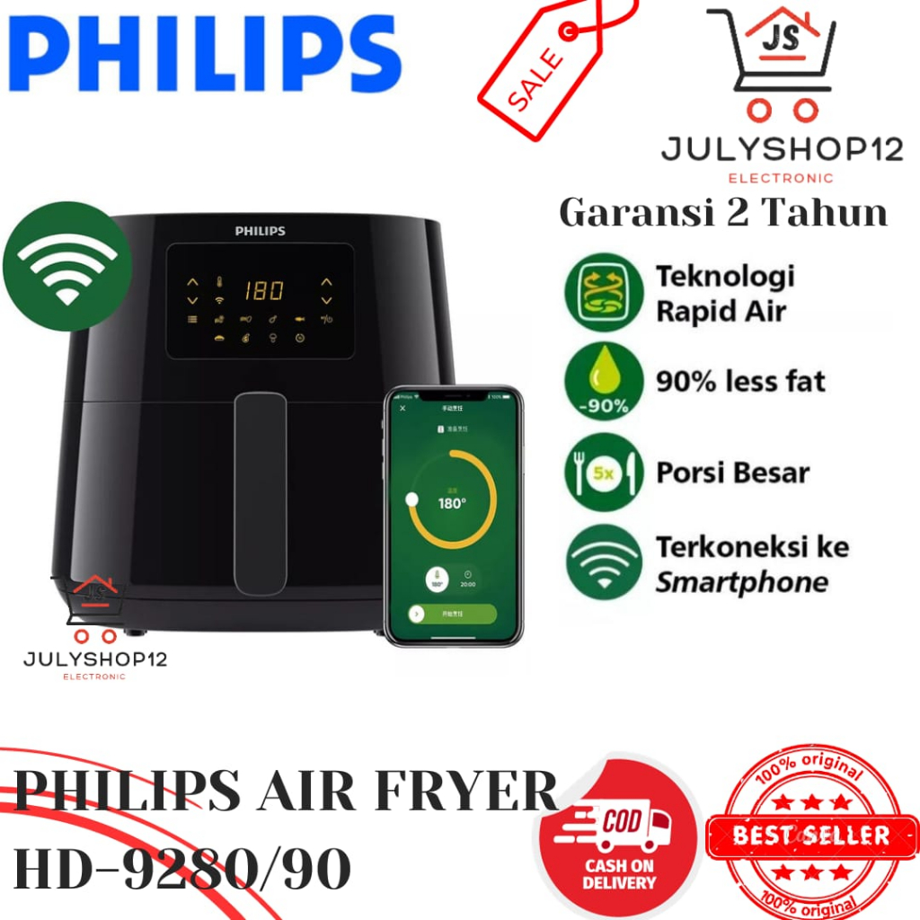 Jual PHILIPS AIR FRYER TYPE HD-9280/90 / PENGGORENG TANPA MINYAK HD9280 ...