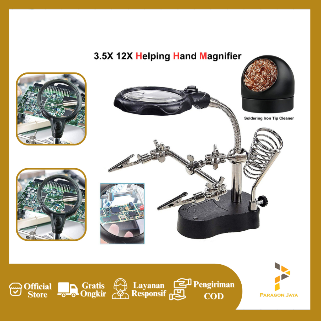 Jual Dudukan Solder + Kaca Pembesar Helping Hand Alat Pegangan Penjepit ...