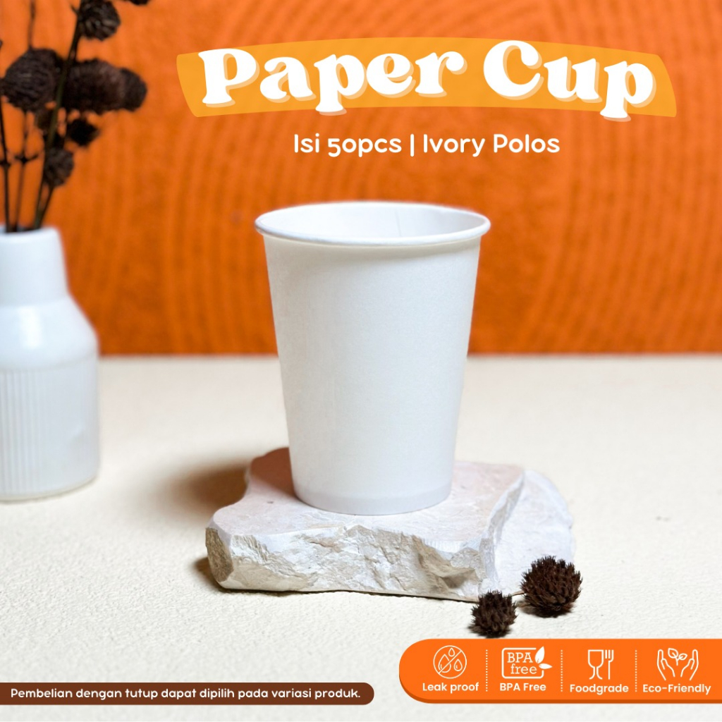 Jual [ISI 50PCS] Paper Cup 8 Oz (240ml) / Gelas Kertas Kopi Teh Polos Motif Tahan Panas / Hot ...