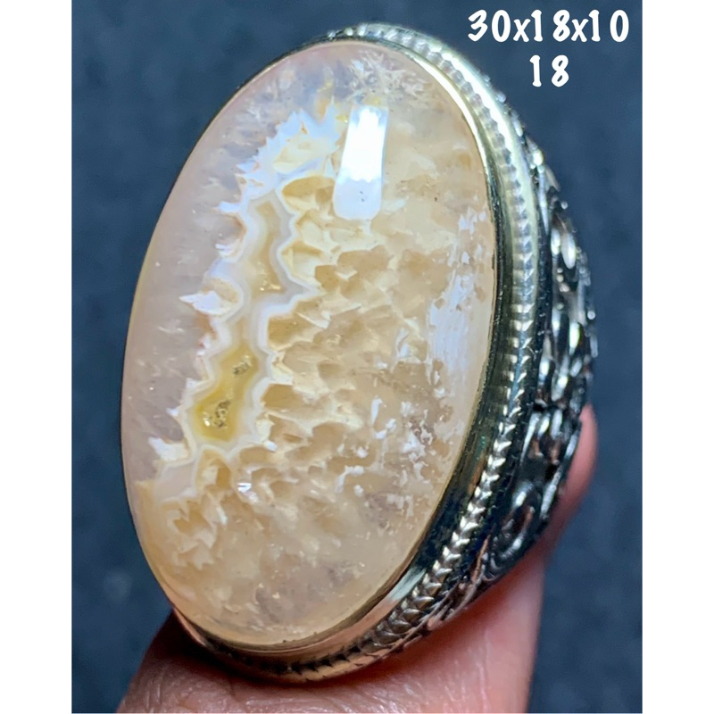 Jual Cincin Batu Akik Natural Kristal Baturaja Ulat Bulu 3D Kristal ...