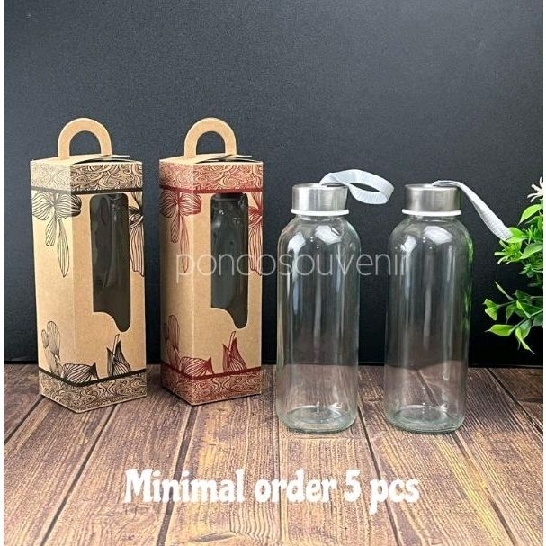 Jual Botol/ Tumbler Bening 420 Kemasan Box Tenteng Daun Batik | Shopee ...
