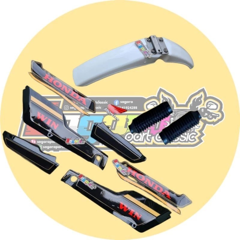 Jual PAKET COVER BODY SET HONDA WIN WIN 100 HITAM FULL SET STRIPING ...