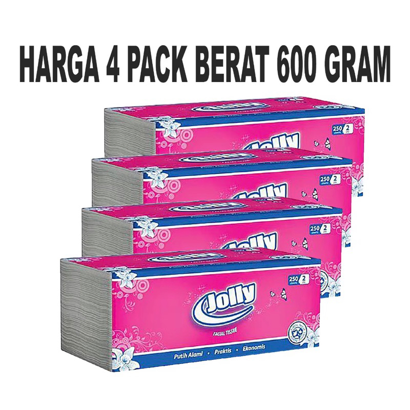 Jual Tisu Tissue Jolly 250 Sheet 4 Pack Tissue Facial Promo Murah ...