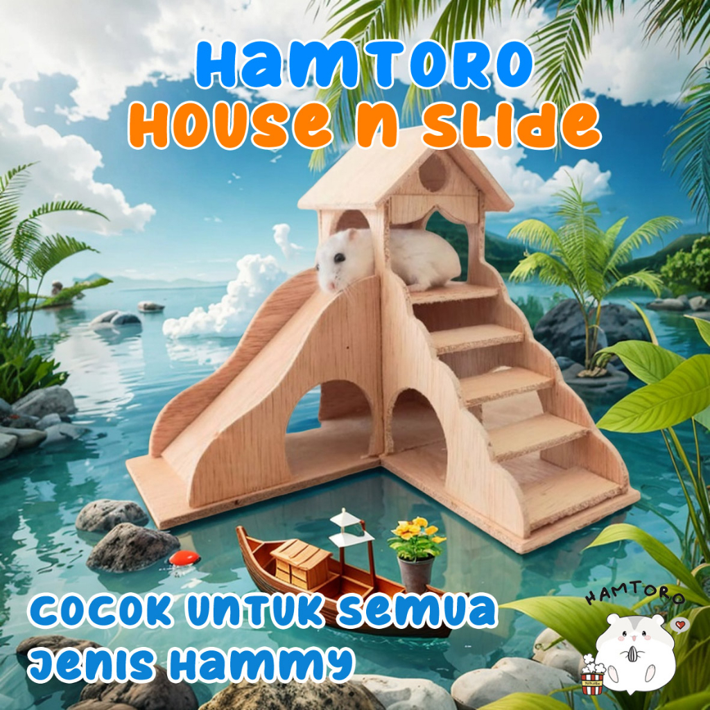 Jual Hamster House n Slide Mainan Rumah Hamster 2 Lantai Tangga dan Prosotan | Shopee Indonesia