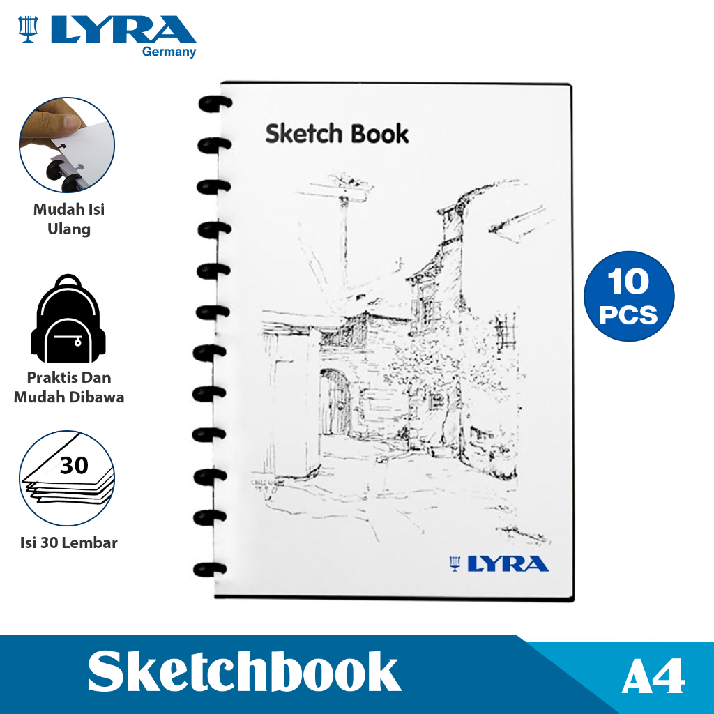 Jual LYRA COMBO 10 Buku Skesa Ukuran A4 30 Lembar Sketch Book Binder ...
