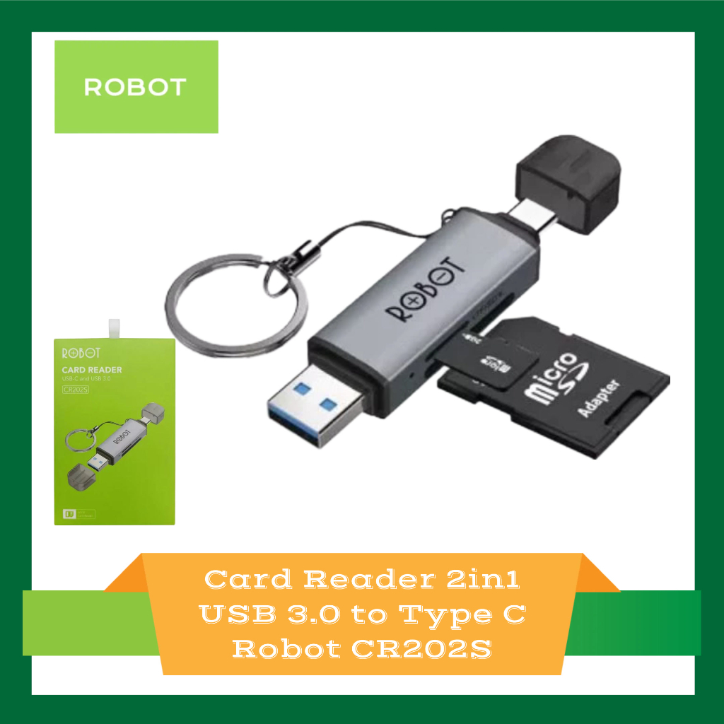 Jual Card Reader 2in1 Robot CR202S USB 3.0 to Type C - Grey | Shopee ...