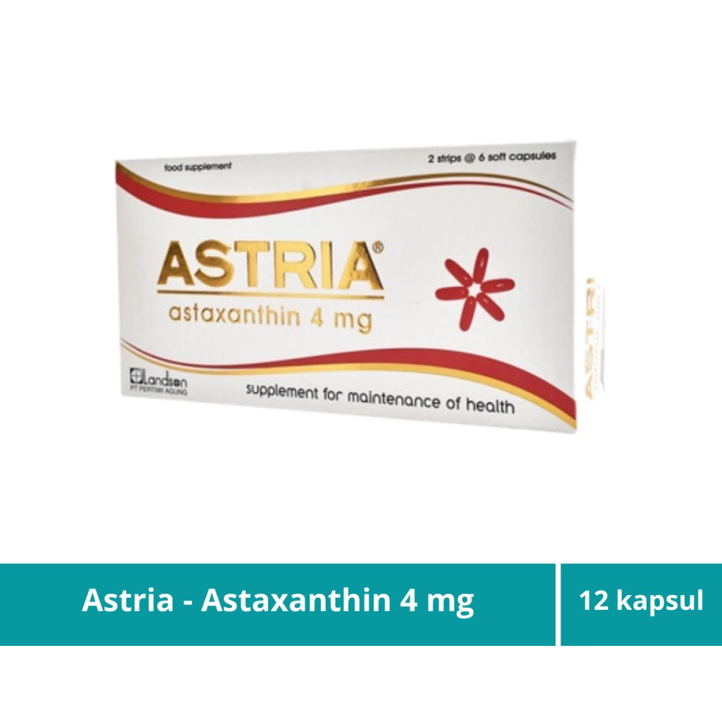 Jual ASTRIA Suplemen Antioksidan Natural Astaxanthin 4mg Box 12 Soft ...