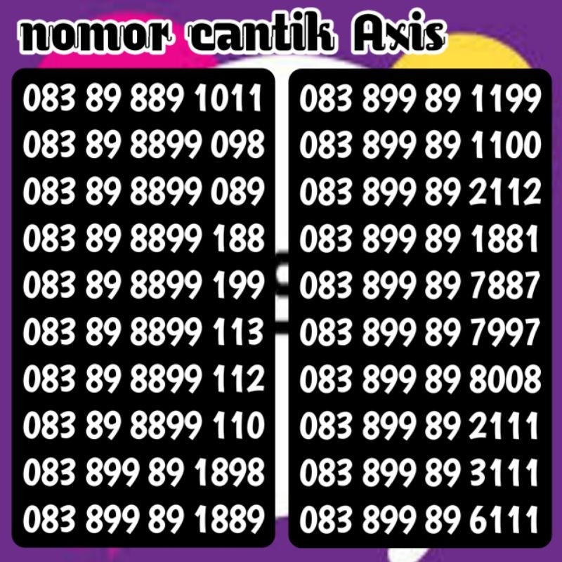 Jual KARTU PERDANA NOMOR CANTIK AXIS ANGKA BESAR | Shopee Indonesia