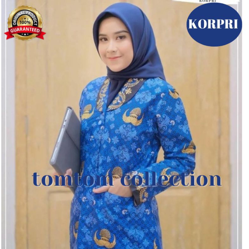 Jual READY Seragam Batik Korpri Wanita Full Furing Terbaru 2022 Kerah Hitam S-5L | Shopee Indonesia