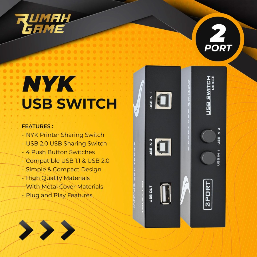 Jual USB HUB Printer NYK 2.0 Data Switch Printer 2Port 1-2 port | Shopee Indonesia