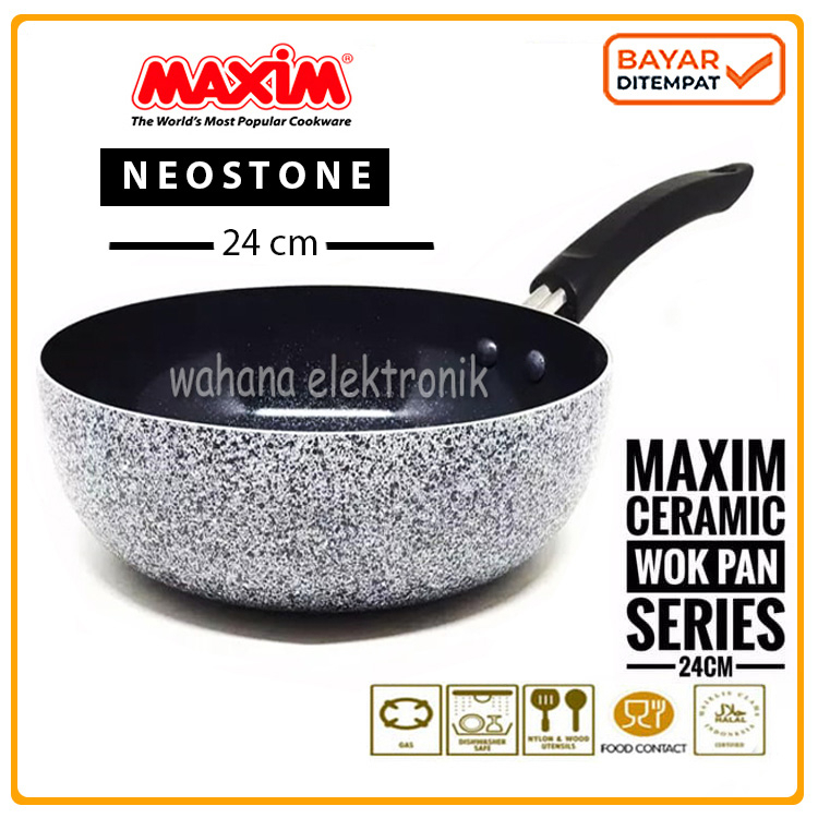 Jual Teflon Maxim Neostone Deep Wok 24 cm | Ceramic Series Wok Pan Anti Lengket Panci ...