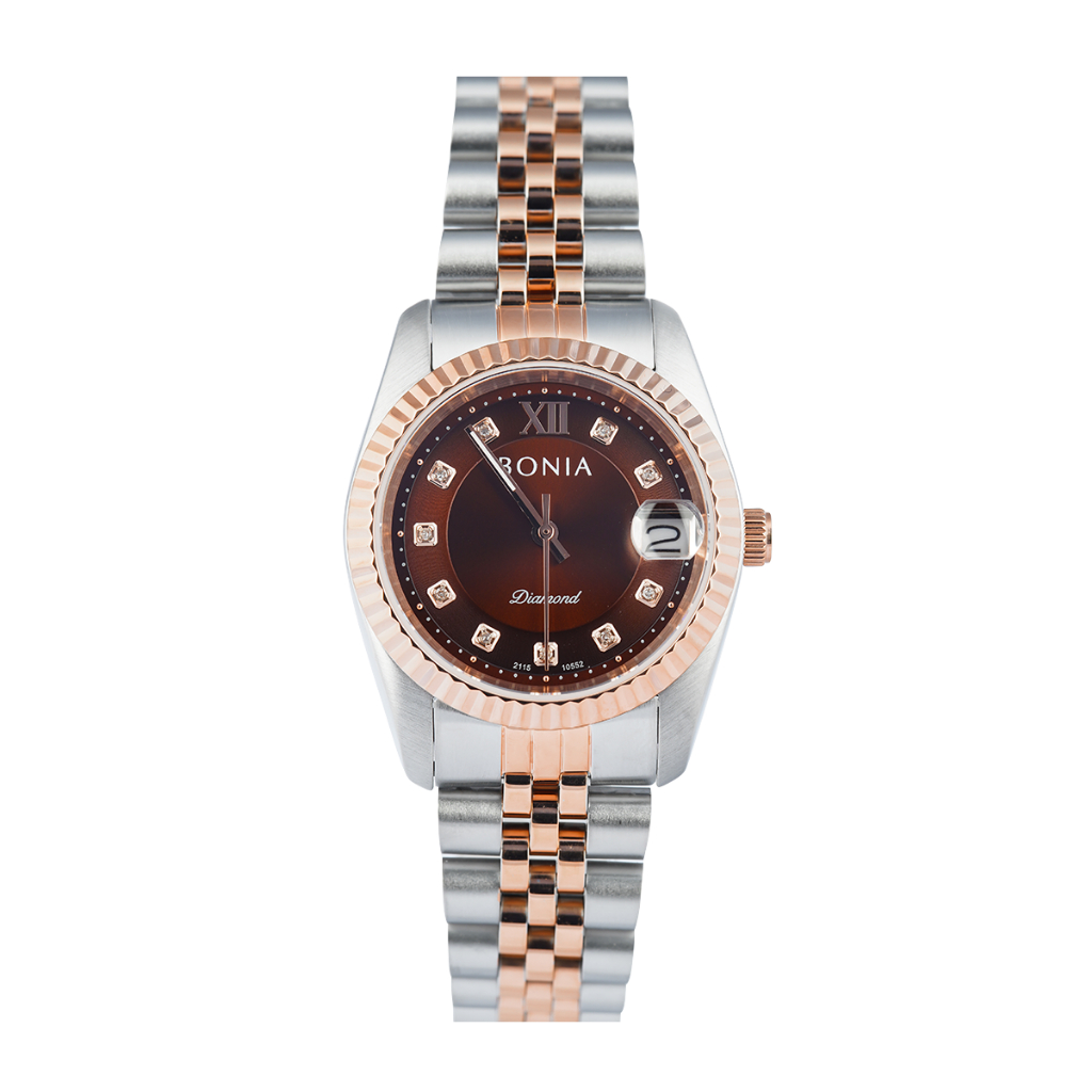 Jual Jam Tangan Wanita Bonia B10552-3643 Brown Dial Dual Tone Stainless ...