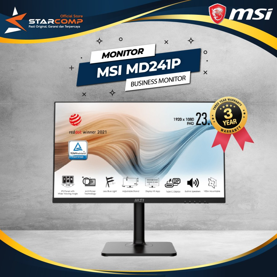 Jual LED Monitor MSI Modern MD241P 24" IPS 1080P Type-C 75Hz Monitor ...