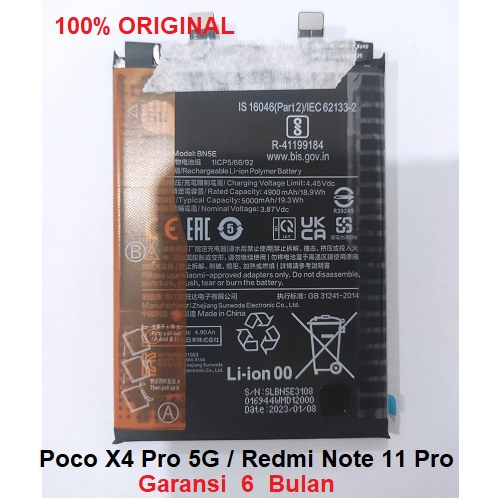 Jual Baterai Battery Redmi Note 11 Pro Poco X4 Pro 5G BN5E Original 100% | Shopee Indonesia
