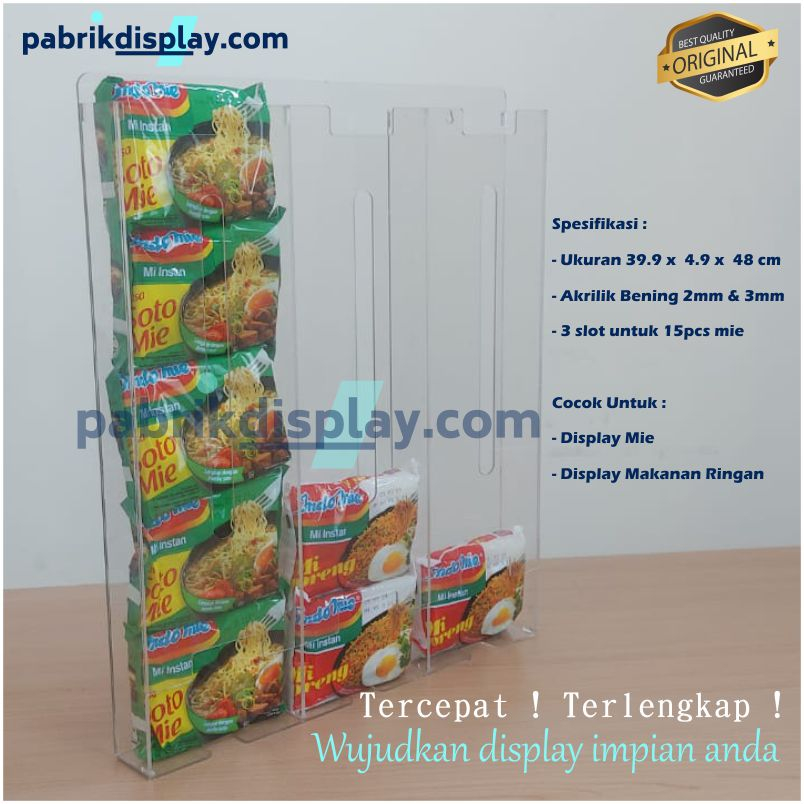Jual Akrilik Display Mie 3slot / Variasi mie ( 3 slot Dinding / Display ...
