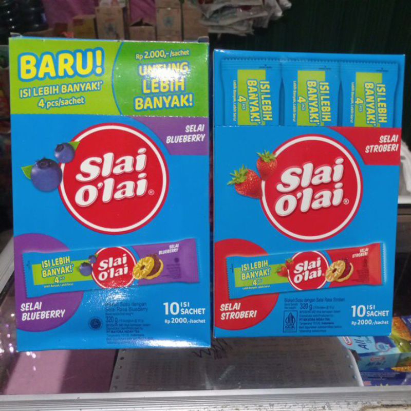 Jual Slai Olai isi 10bungkus_320gr_Strawberry/Blueberry_Mayora | Shopee ...